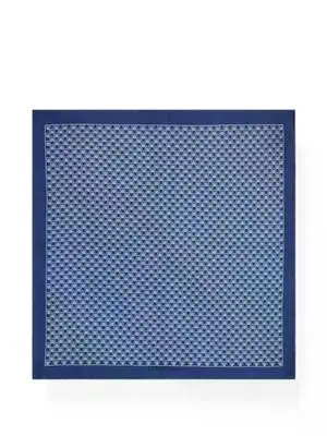 FERRAGAMO Tournament Print Silk Pocket Square Citymatch Capsule - Blue