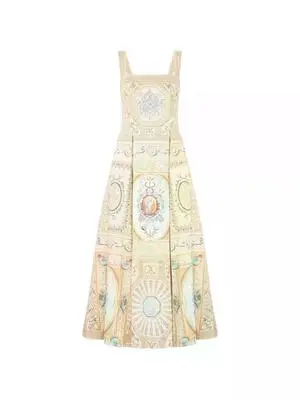 Camilla Graphic Print Square Neck Midi Dress - Neutrals
