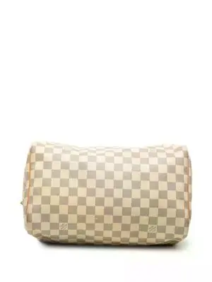 LOUIS VUITTON Damier Azur Speedy 30 Boston Bag - White