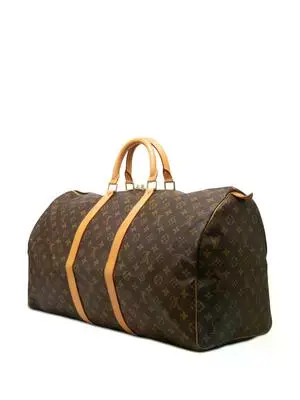 LOUIS VUITTON Monogram Keepall 55 Travel Bag - Brown