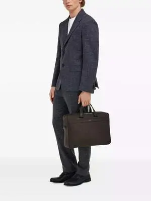 FERRAGAMO Monogram Hammered Calfskin Briefcase