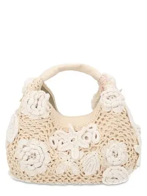 GANNI Crochet Mini Hobo Bag With Appliqu