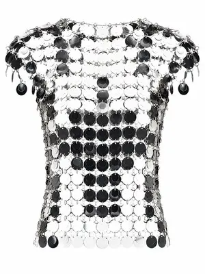 Rabanne Top "the Iconic Sparkle Discs - Silver
