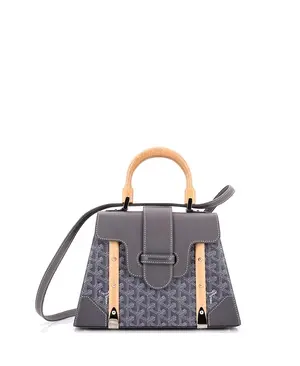 Goyard Pm Saigon Top Handle Bag Coated Canvas With Leather - Gray
