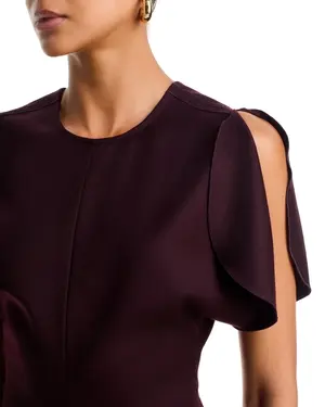 Victoria Beckham Bela Wool Midi Dress - Acai