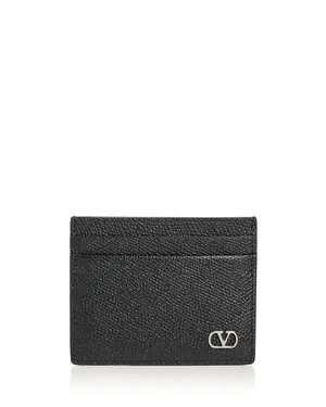 Valentino Garavani Vlogo Signature Leather Card Case - Black