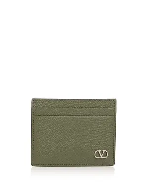 Valentino Garavani Vlogo Signature Leather Card Case - Grey