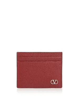 Valentino Garavani Vlogo Signature Leather Card Case - Red