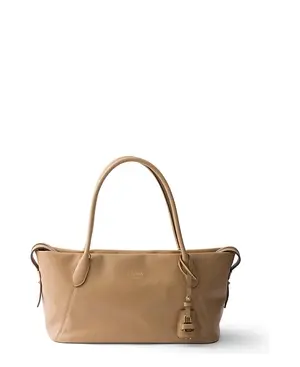 Prada Large Leather Tote Bag - Neutral