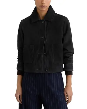 REISS Sonny Suede Jacket - Navy