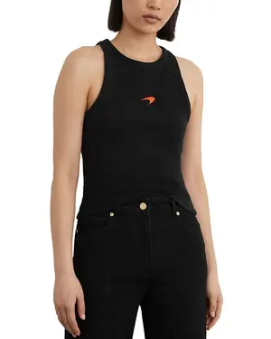 REISS Sleeveless Waffle Knit Top - Black