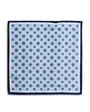 Bloomingdale'S Medallion Silk Pocket Square Exclusive - Blue
