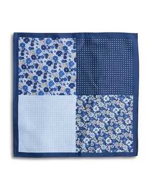 Bloomingdale'S Floral Quadrant Silk Pocket Square Exclusive - Blue