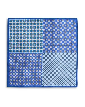 Bloomingdale'S Geometric Quadrant Silk Pocket Square - Blue