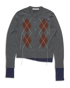 Acne Studios Layered Look Cardigan Sweater - Dark Grey/multi