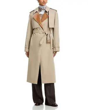 Acne Studios Belted Leather Lapel Trench Coat - Light Beige