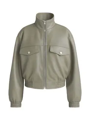 THE FRANKIE SHOP Nolita Faux Leather Bomber Jacket - Green