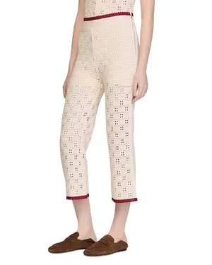Sandro Crochet Look Knit Trousers - Ecru