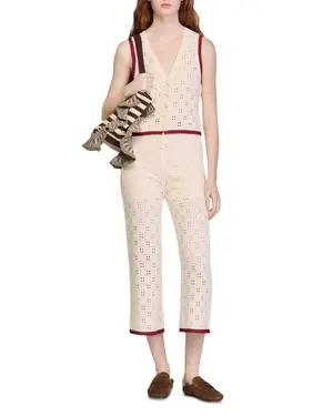 Sandro Crochet Look Knit Trousers