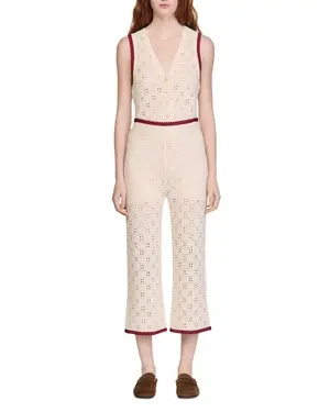 Sandro Crochet Look Knit Trousers