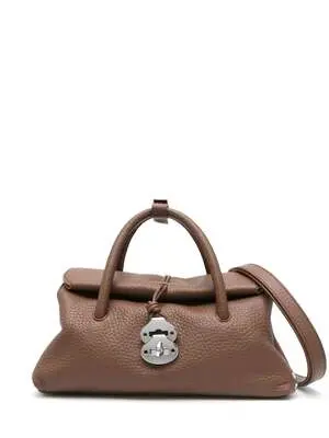ZANELLATO Mini Top Handle Bag With Silver-tone Twist-lock Fastening - Grey