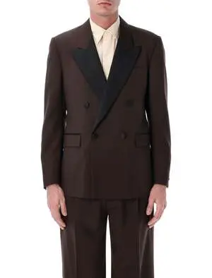 LARDINI Double-breasted Wool Tuxedo - Brown