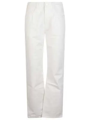 AMI Paris Belt Loop Relaxed Fit Jeans - White