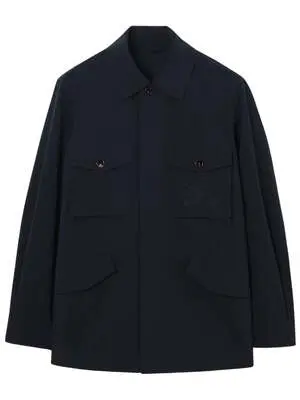 Burberry Stylish Jacket With Stitched Pockets And Hidden Buttons - Navy