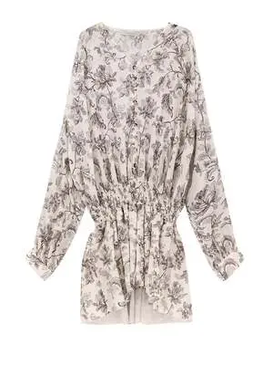 GOLDEN GOOSE GOLDEN GOOSE Floral Print V-Neck Mini Dress With Long Sleeves