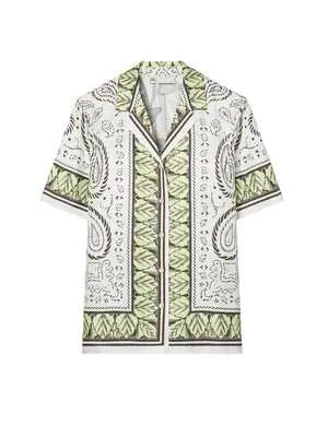 Tory Burch Silk Camp Shirt With Cockatoo Print - Multicolor