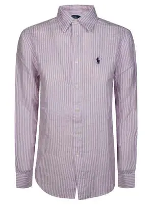Polo Ralph Lauren Classic Fit Striped Linen Shirt - Viola