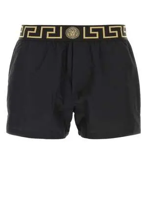 Versace Greca Border Swim Shorts - Black
