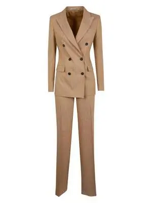 Tagliatore Striped Double-breasted Suit - Brown