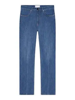 Givenchy Straight Hem Five-pocket Jeans With Leather Patch - Navy