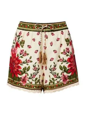 Farm Rio Floral Drawstring Mini Shorts For - Multicolor