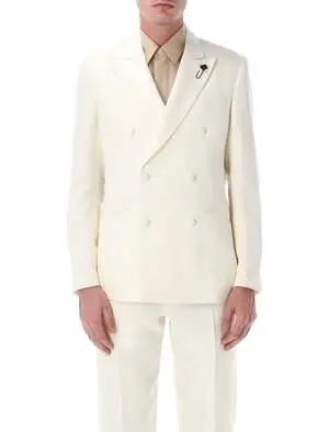 LARDINI Double-breasted Jacket With Peak Lapel - Ivory