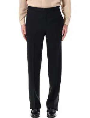 LARDINI Lightweight Stretch Crepe Gabardine Trousers - Black