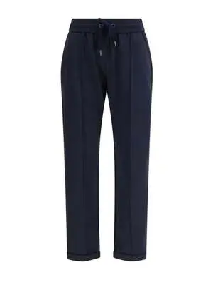 Brunello Cucinelli Drawstring Trousers With Rolled Hems - Navy
