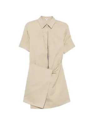 Loewe Cotton And Silk Mini Dress - Beige
