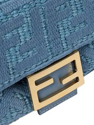 Fendi Baguette Embroidered Rafia Shoulder Bag