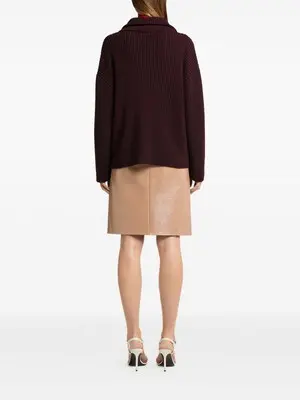 COURREGES Ribbed Wool Quarter Zip Sweater - Red
