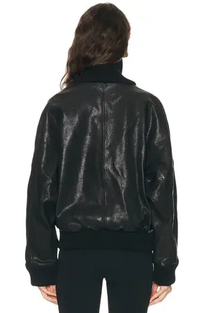 Magda Butrym Leather Bomber Jacket - Black