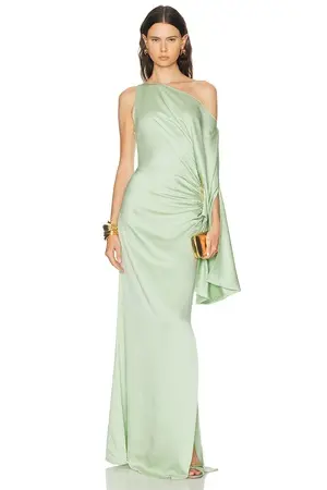 Silvia Tcherassi Textured Satin Gown - Mint