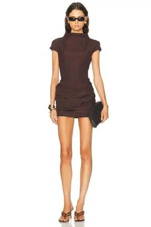 Magda Butrym Short Sleeve Mini Dress - Brown