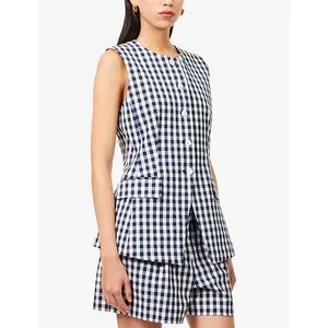 Veronica Beard Lois Gingham Print Vest