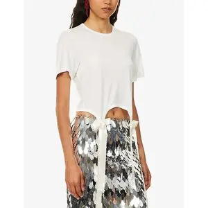 Simone Rocha Woven T-shirt With Bow Detail - Ivory