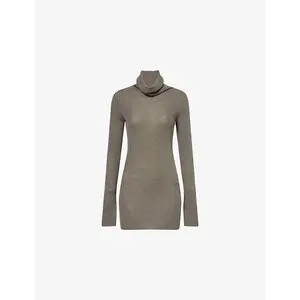 Rick Owens Long-sleeve Roll Neck Virgin Wool Top - Dust