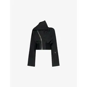 Rick Owens Suede Bomber Jacket With Attached Scarf