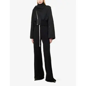 Rick Owens Suede Bomber Jacket With Attached Scarf