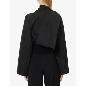Rick Owens Suede Bomber Jacket With Attached Scarf